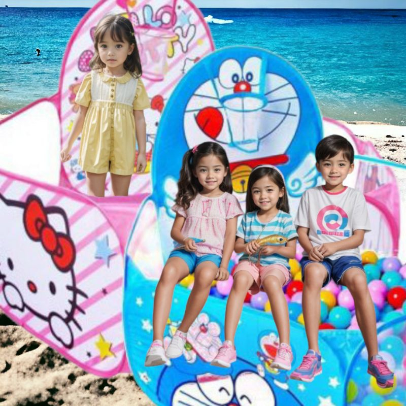 Ball Tent Toy Combo + 100 Cartoon Balls, 1M2 self-expanding ball house ...