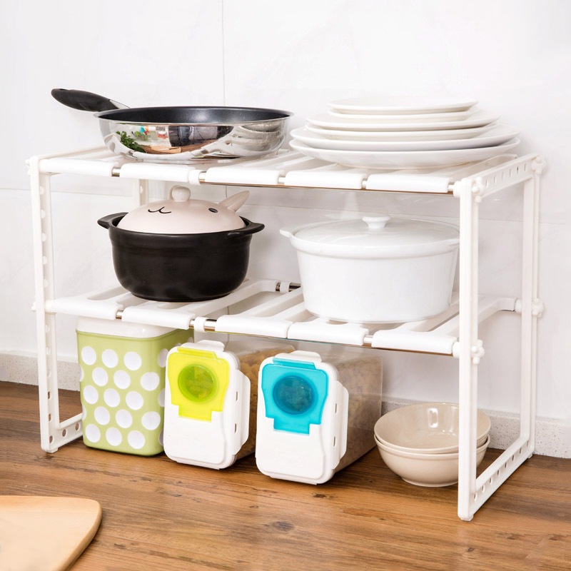 2-tier kitchen shelf and shelf for multi-purpose storage, adjustable ...