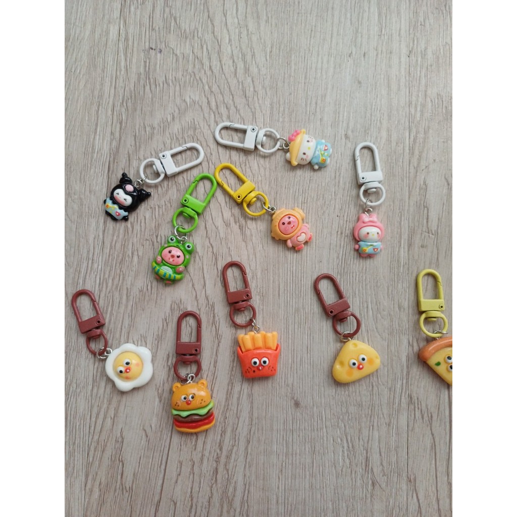 Set of 3 cute cartoon charm keychains (mix randomly) | Shopee Malaysia
