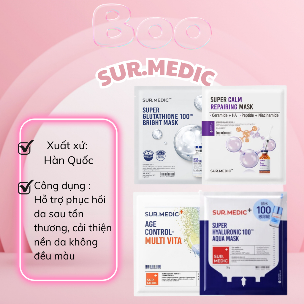 Sur.medic+ Skin Whitening and Restoring Mask - Full box (10 pieces ...
