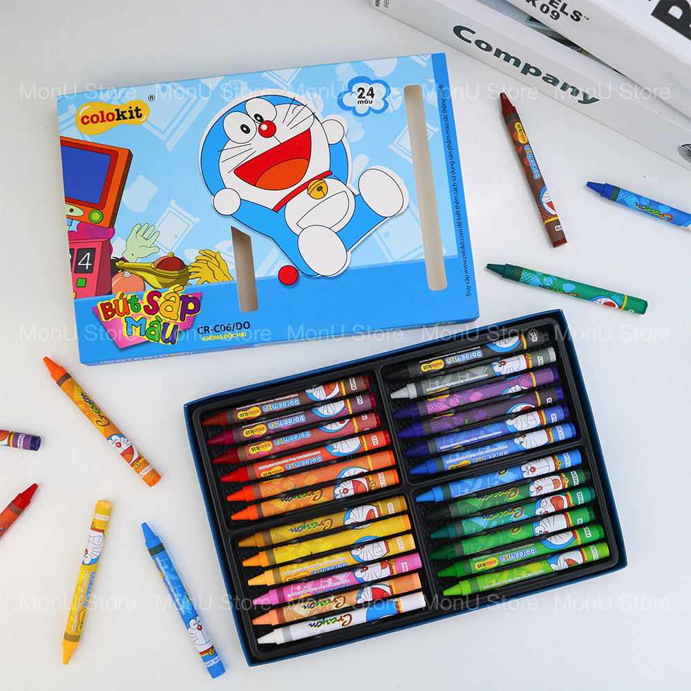 1 Box of Doremon Crayons 16 Colors, 24 colors | Shopee Malaysia