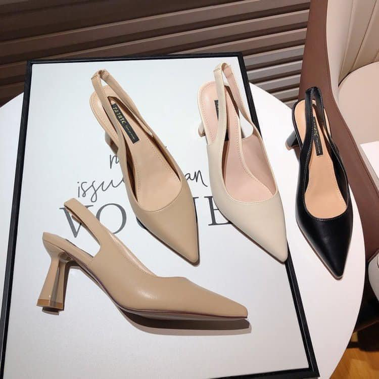 Women's high heels with smooth pointed toe and high soles, luxuriously ...
