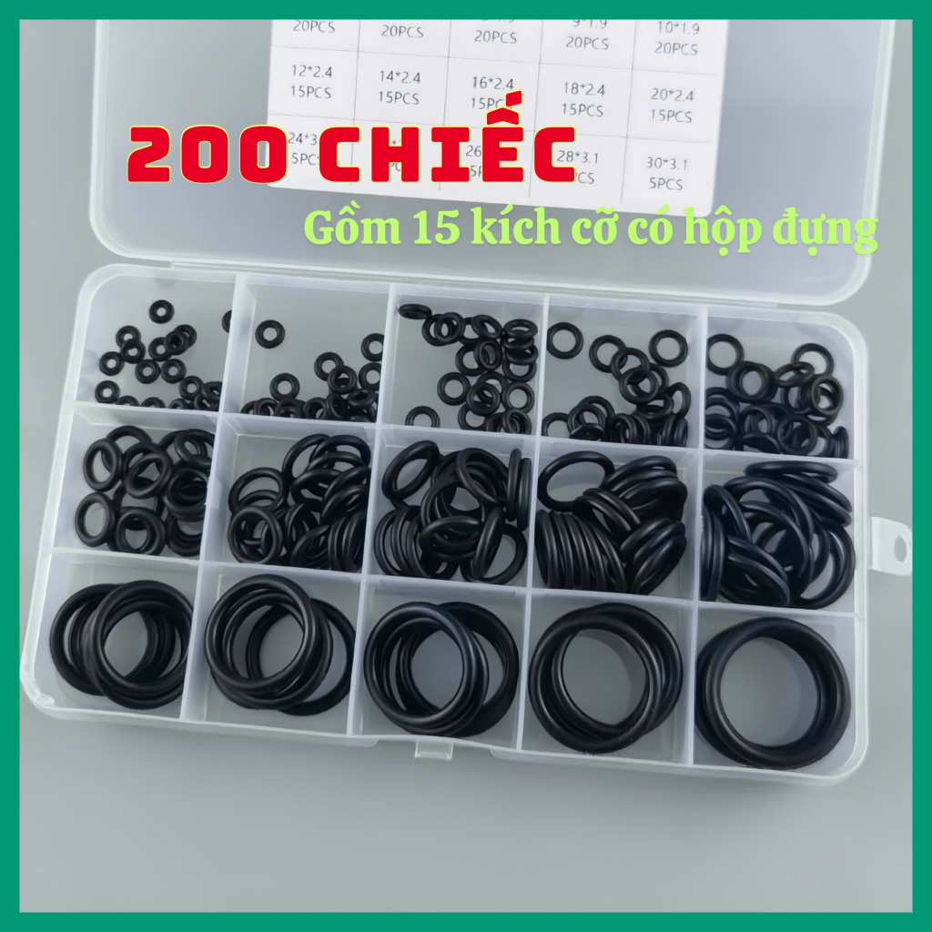 Box of 200 rubber gaskets of 15 different sizes with box as shown ...