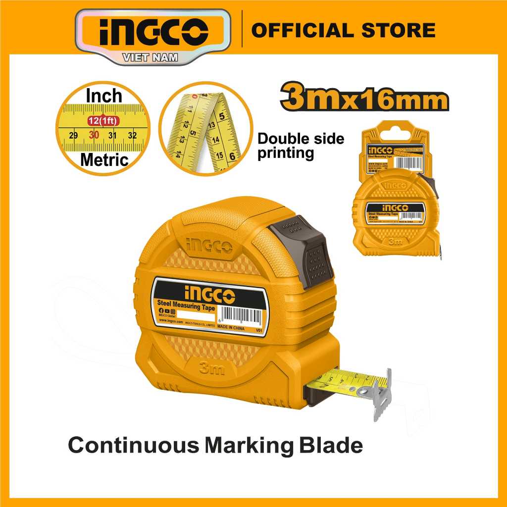 INGCO HSMT33916 3mx16mm rolled steel ruler | Shopee Malaysia