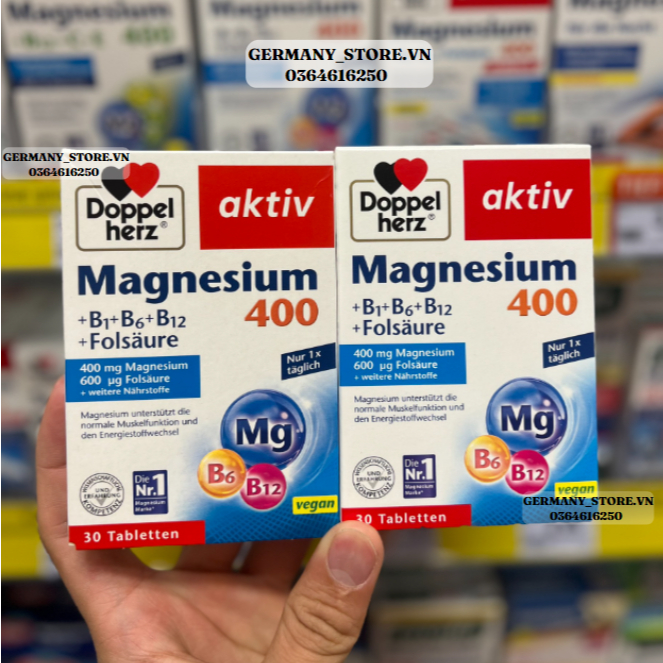 Magnesium Oral Tablet 400 + Vitamin B6 + B12 + folic Acid (Germany ...
