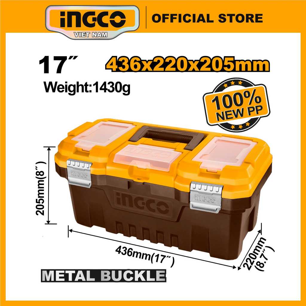 Ingco plastic tool box with metal lock PBX1702 17'' inch cheap price ...