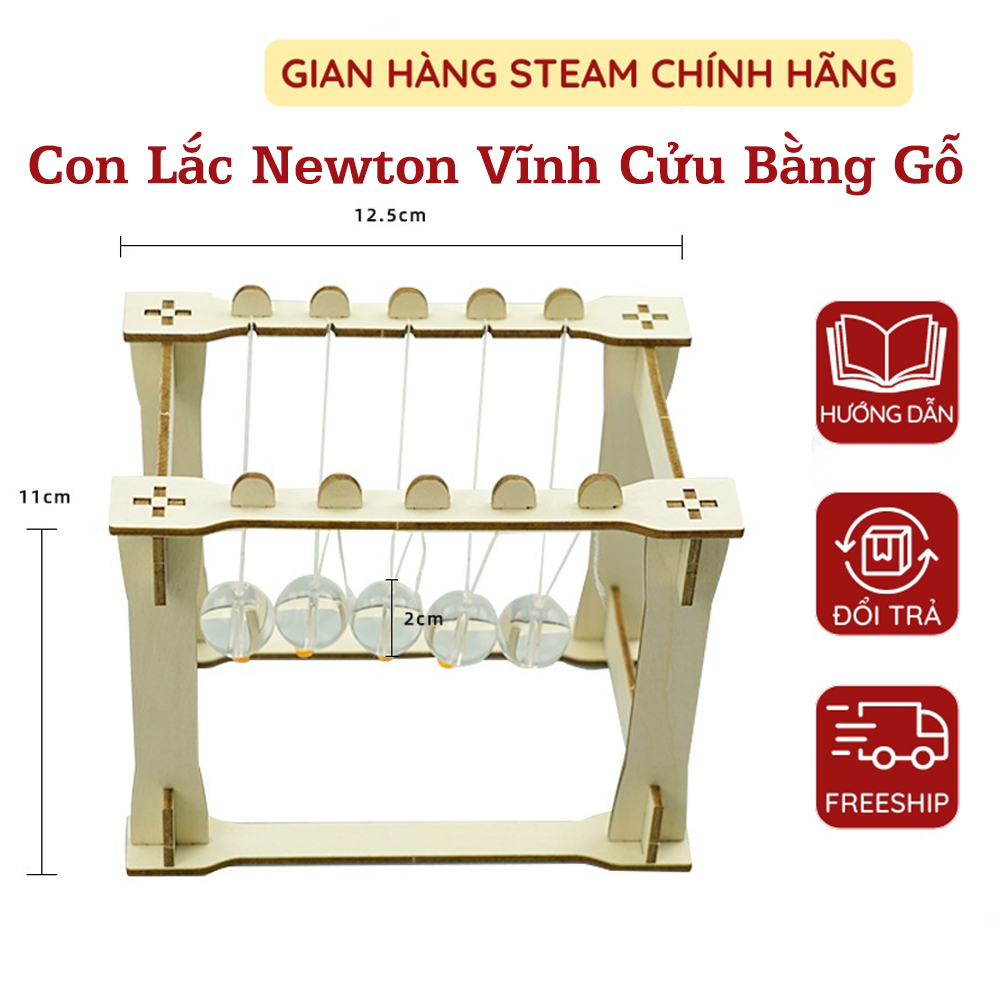 Creative Toy Stem Perpetual Wooden Newtonian Pendulum DIY Stem Model ...