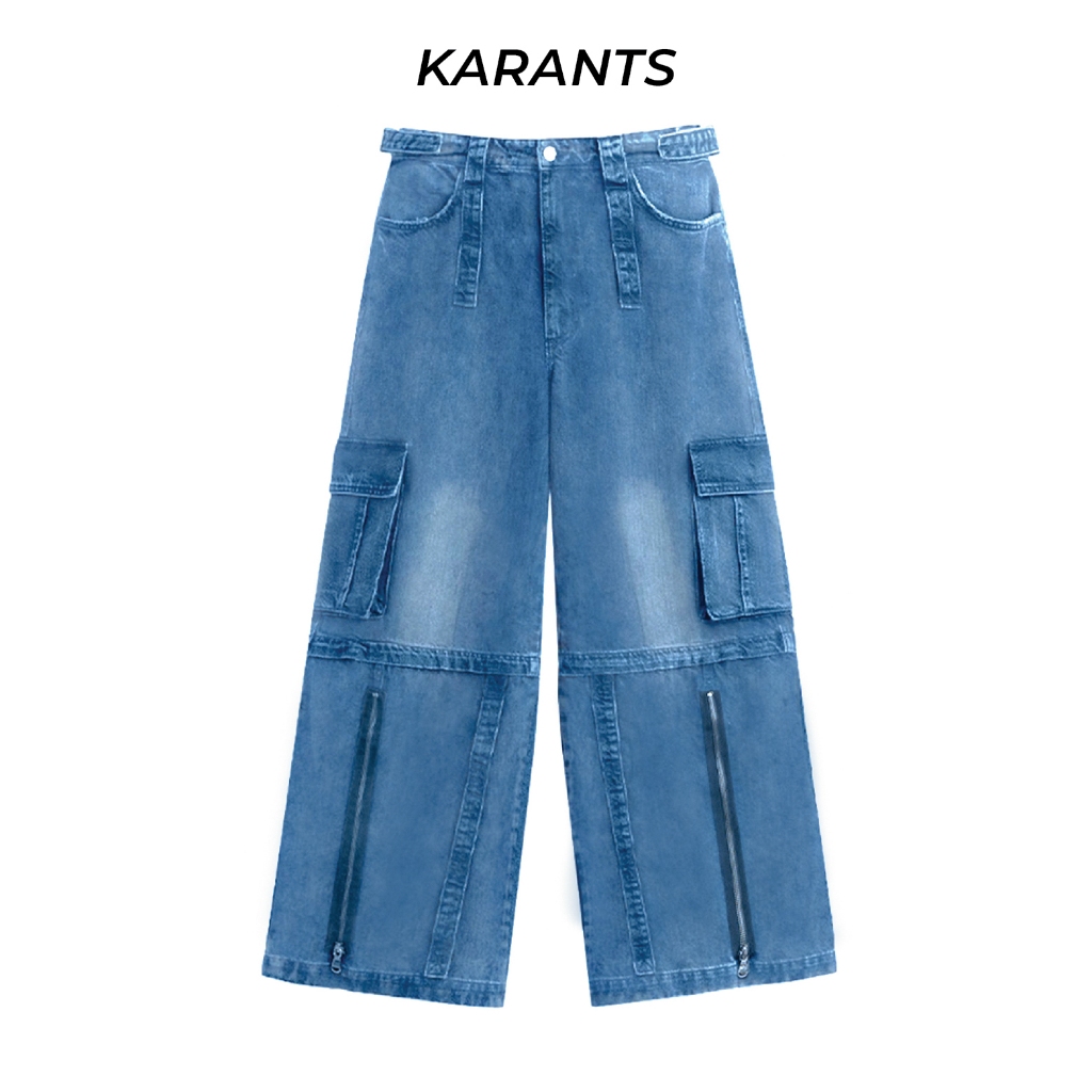 Karants Local Brand Zipper Jeans Wide Leg Box Bag Y2K Streetwear Hot ...