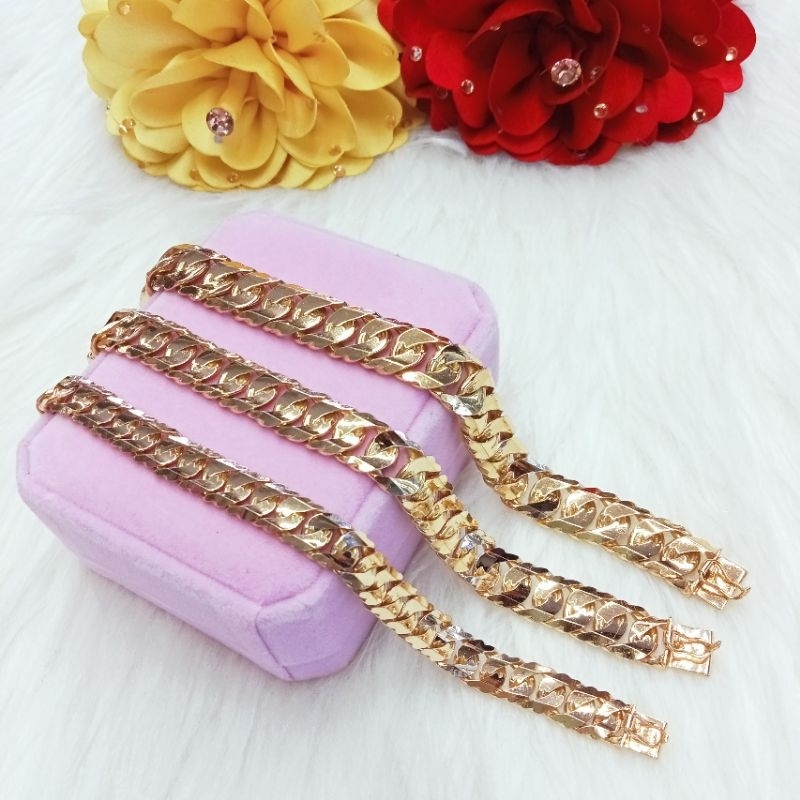 750 yellow red copper plain flip ring bracelet, type 1, middle box lock ...