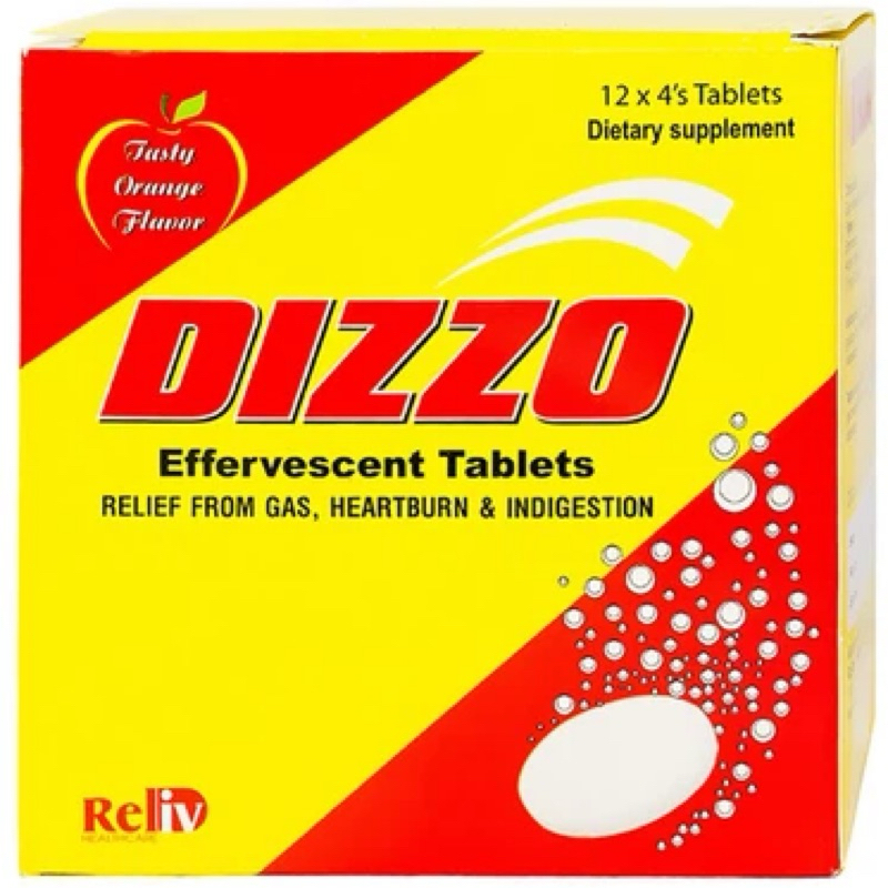 Dizzo Reliv Effervescent Tablets Support Digestion, Reduce Symptoms Of Flatulence, Heartburn ...