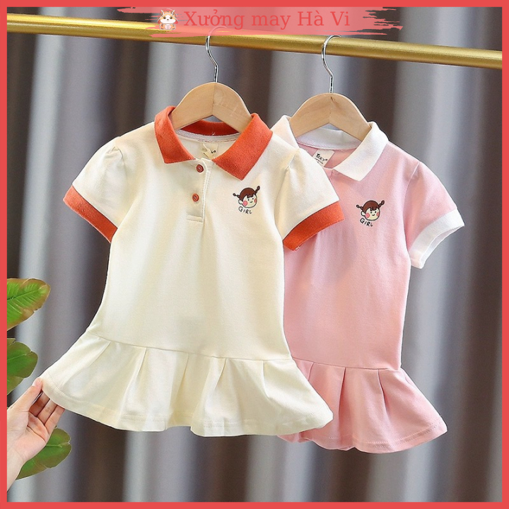 Dress for girls with fishtail collar and cute color combination for ...