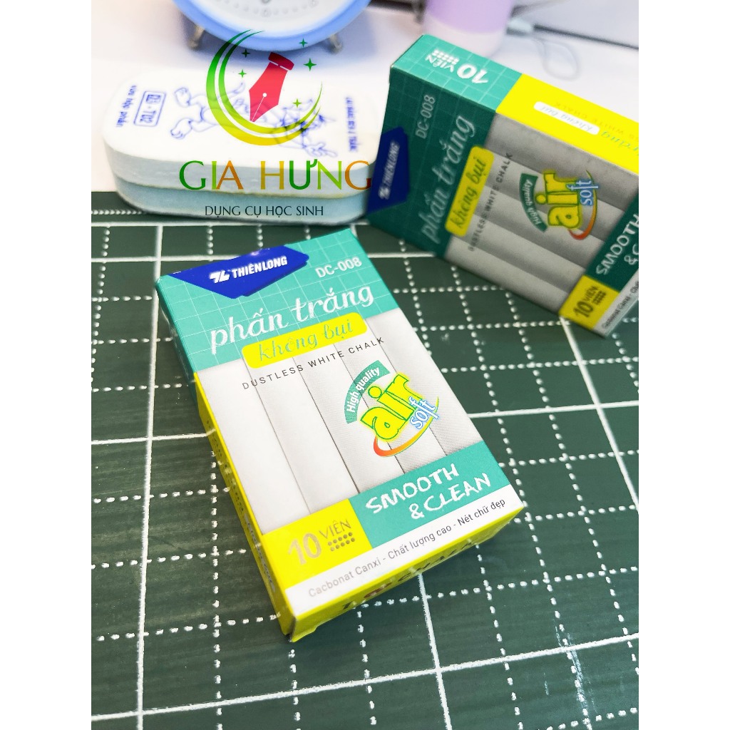 Combo 2 Boxes of Chalk, 10 Tablets/Box, Dust-Free White Powder Thien ...