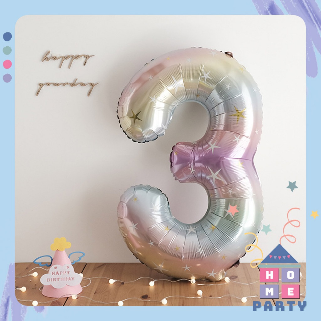 Rainbow starlight age number balloons size 100cm - hologram color ...