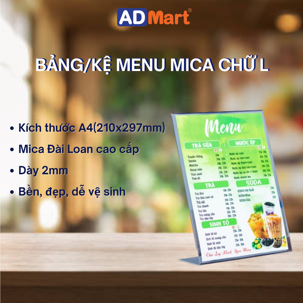 Menu mica Table Letter L | Menu mica Shelf L | Menu mica Table & QR ...