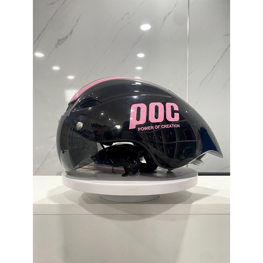Poc Helmet - Black Pink Letter POC 01 Sports Cap With Glasses And Free ...