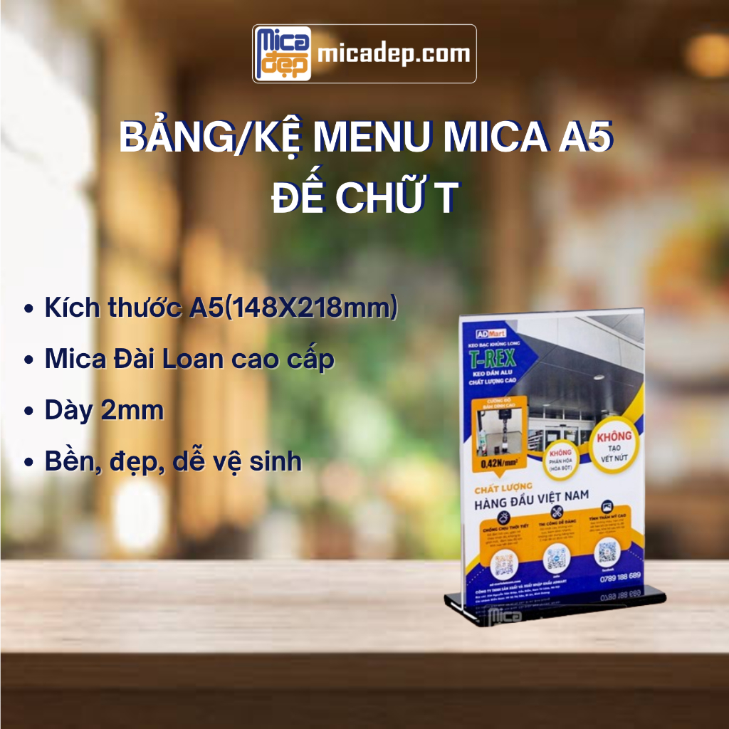 Menu mica Table For T-Shaped Black Sole size A5 | Menu mica A5 Shelf ...