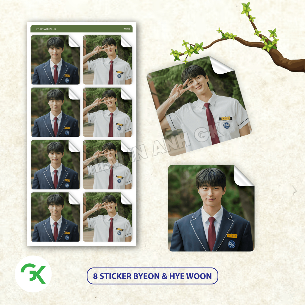 Set of 8 Stickers 4x4 Byeon Woo Seok - Kim Hye Woon - Lovely Runner - Painter - Seon Jae - Im ...