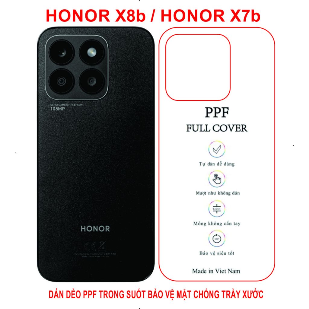 Ppf back sticker for HONOR X8b, HONO X7b, Comprehensive protection ...