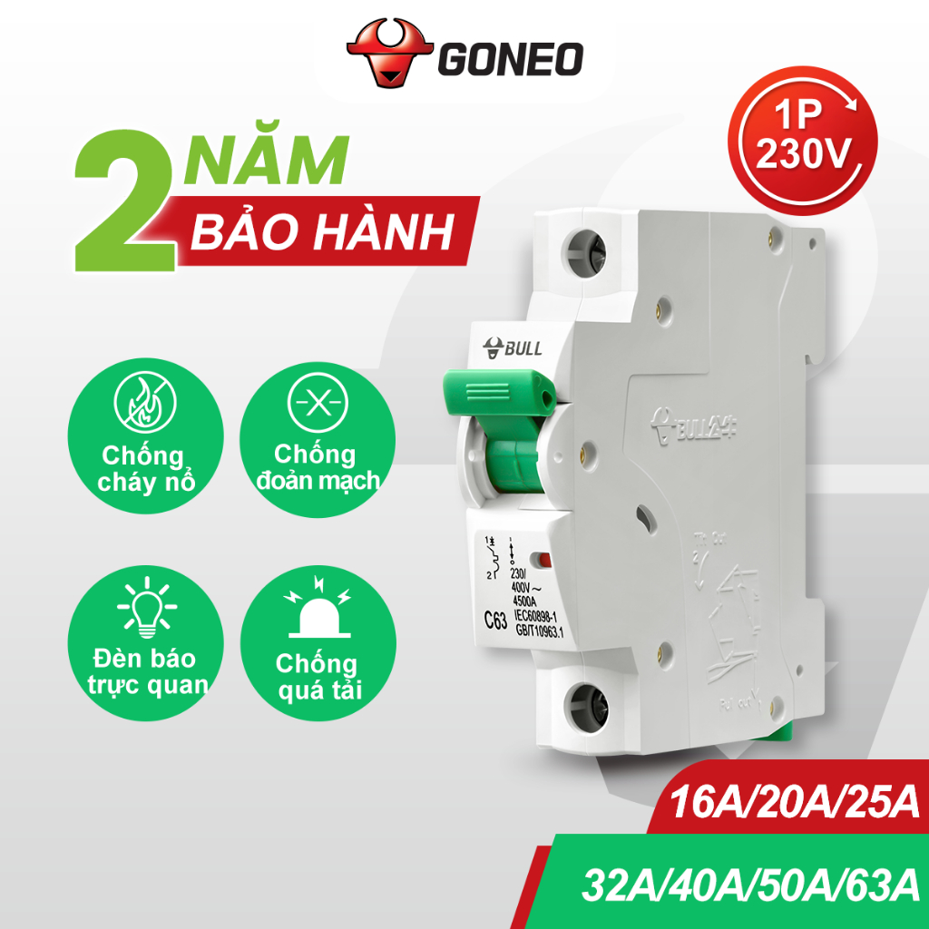 GONEO MCB/ LB-63 Series Single Phase Aptomat Automatic Circuit Breaker ...