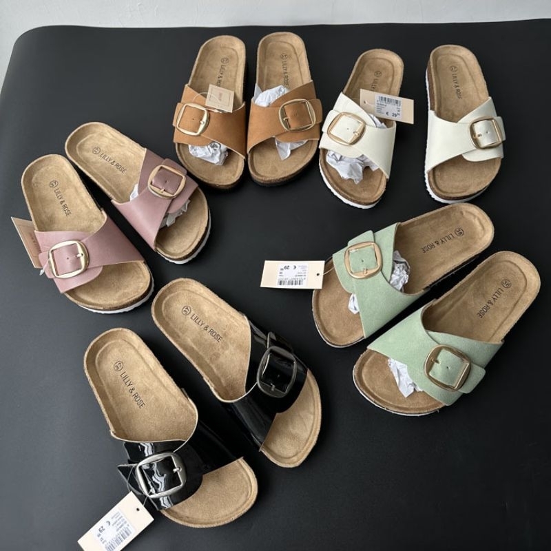 (New Model 2024) Birken Slippers With Horizontal Strap And Suede Buckle ...