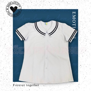 High-quality 2 girl school Uniform white shirt, lotus neck shirt ...