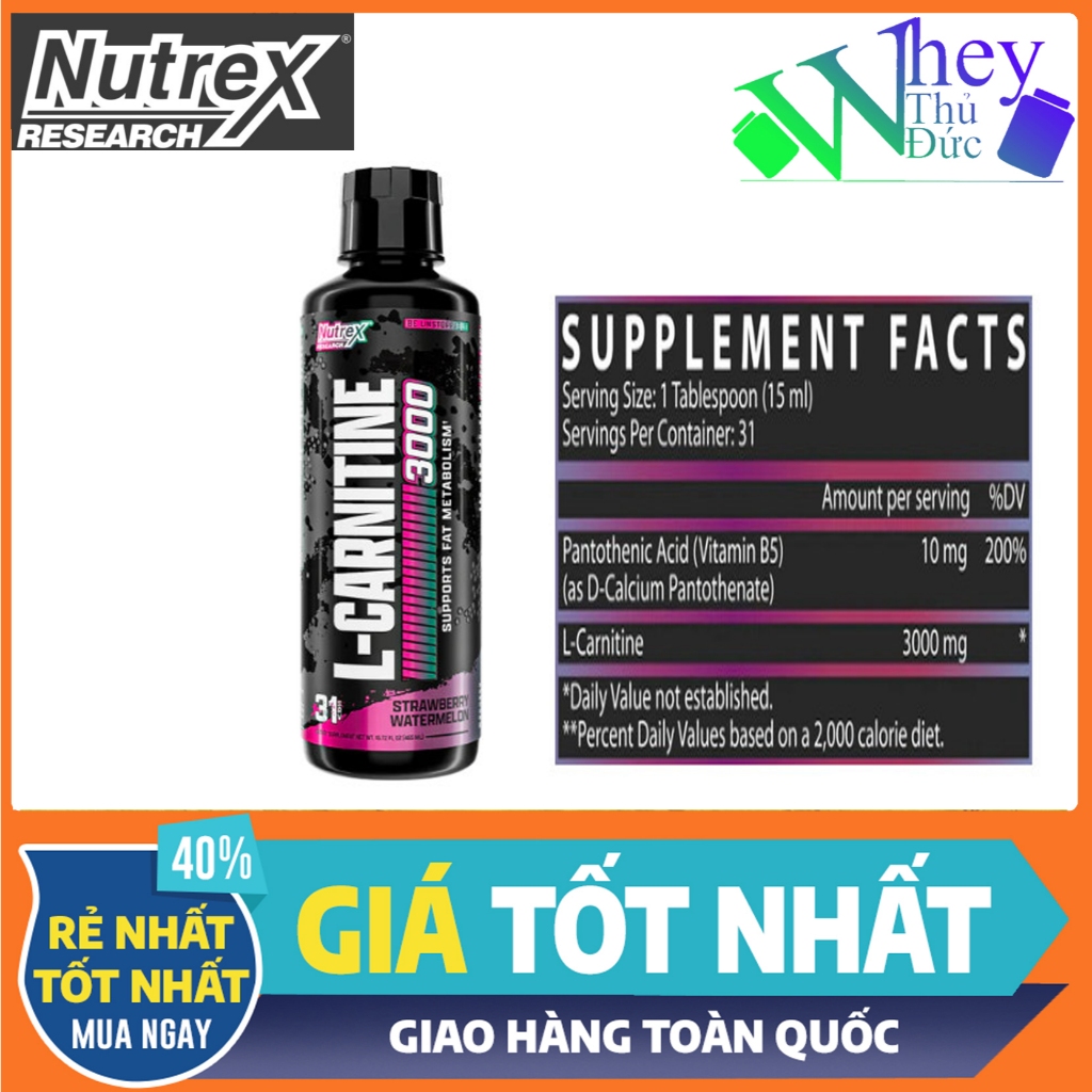 Nutrex Liquid L Carnitine 3000 31 Servings Fat Loss Syrup Strawberry ...