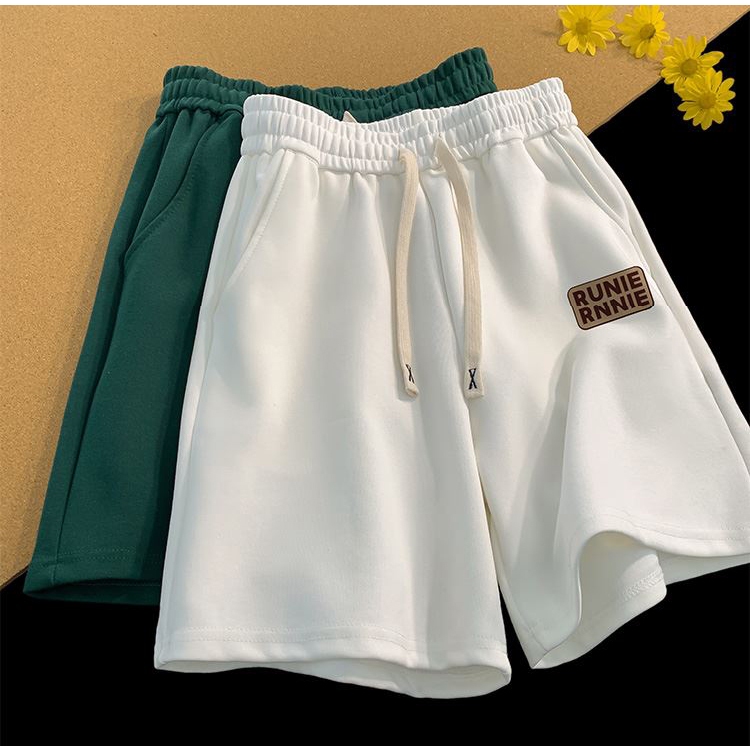 Unisex shorts printed with the word RUNIE, Korean style, thick umi ...