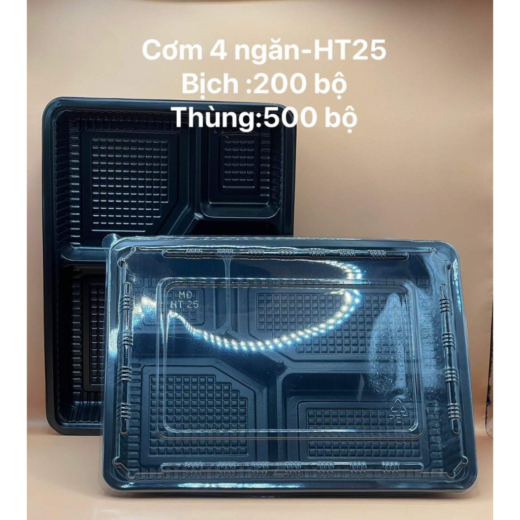 Set of 50 4-compartment lunch boxes HT25 Manh Duc - Lunch box with lid ...