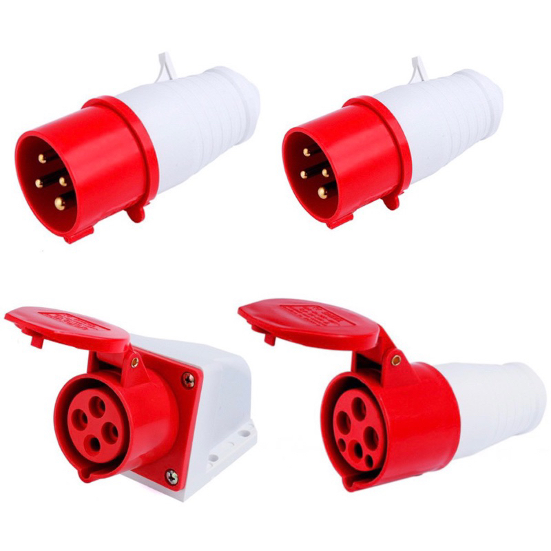 Industrial Wall Mount Fixed Socket Plug 3 Phase 4 Pin 16A 32A | Shopee ...