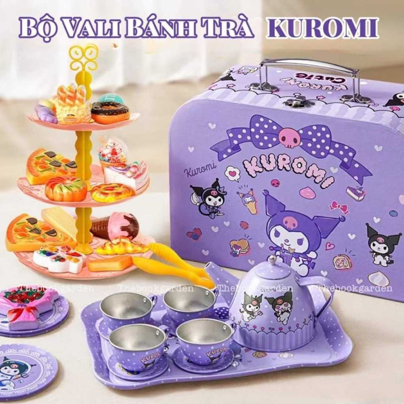 Kuromi tea and cake party suitcase toy for children, with cute tea set ...