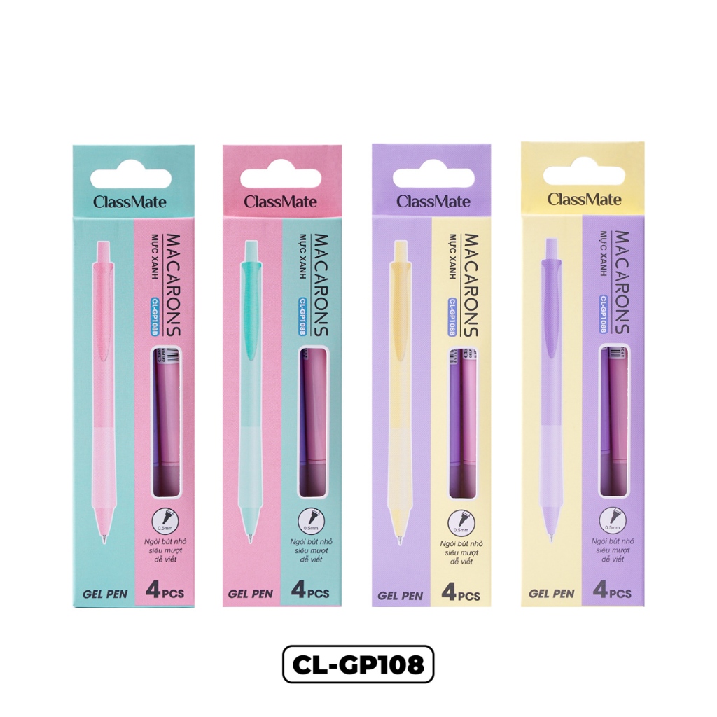 Box Of 4 CLASSMATE 0.5mm CLASSMATE Nib Gel Ballpoint Pens, MACARONs ...