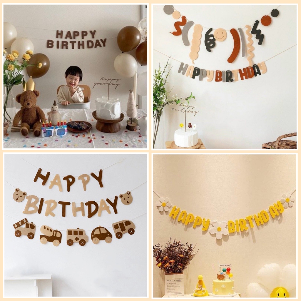 Happy Birthday Strings Made of Fabric in Many Patterns for Children's ...