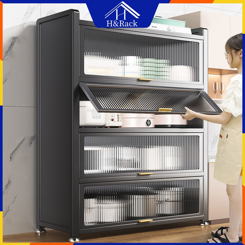️H&Rack 3 / 4 / 5 Floor Kitchen Cabinet Multi-Purpose Cupboard Shelves ...