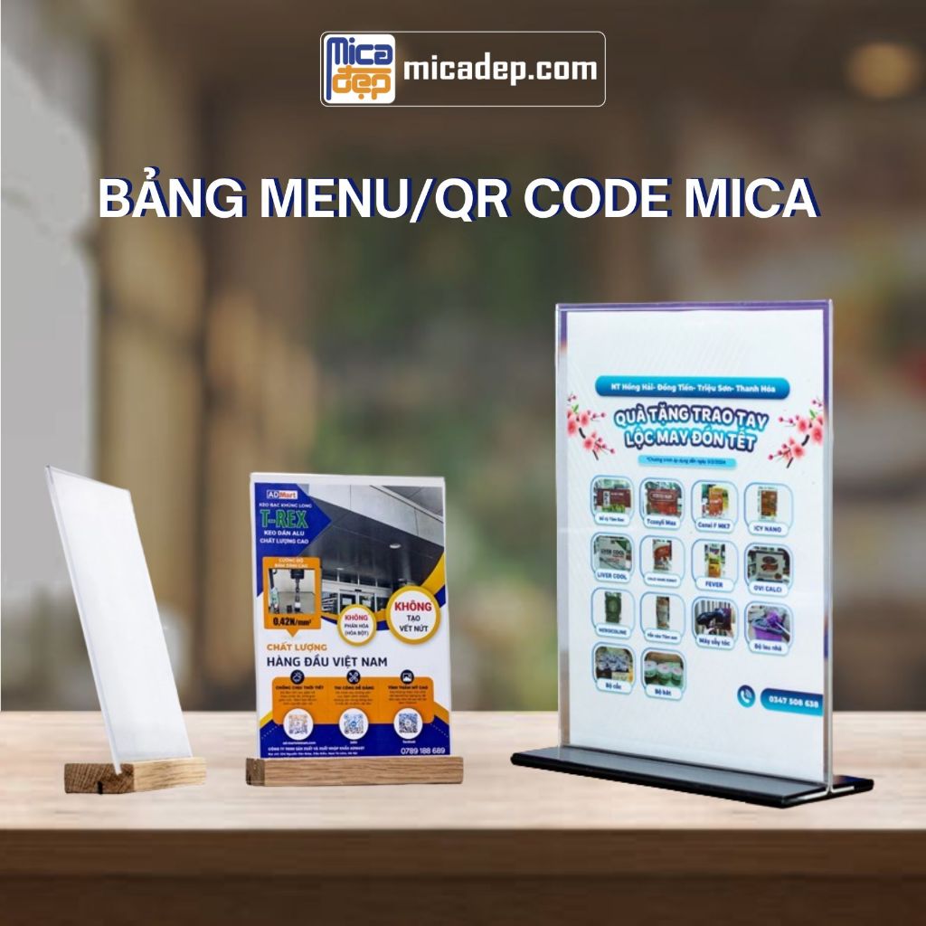 Menu QR mica Shelf | Menu mica Desktop | Qr Table & Table menu mica ...