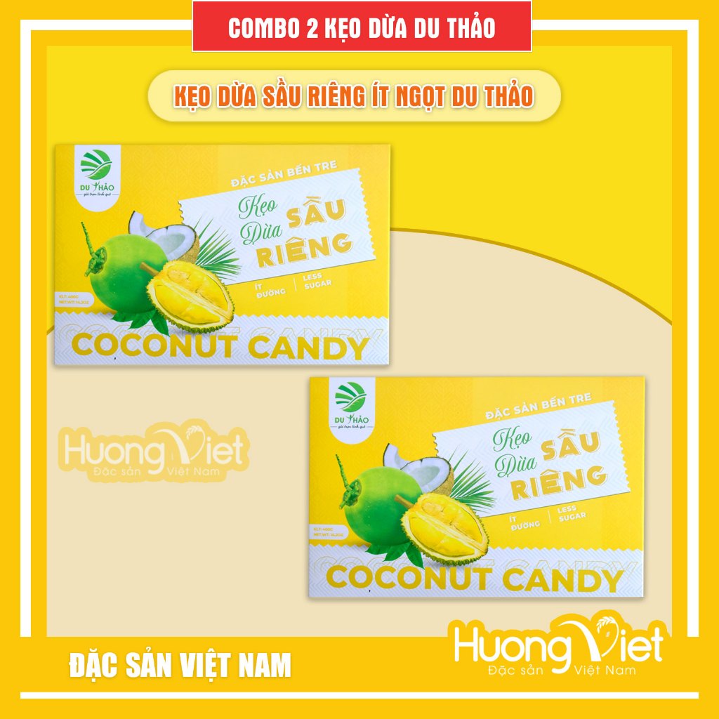 Combo 2 Durian Coconut Candy With Little Durian Sugar Du Thao 400g, Ben ...