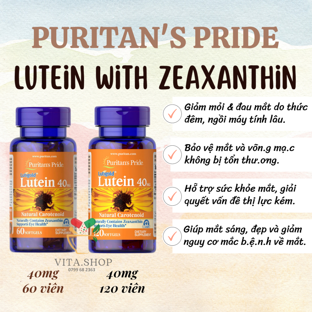 Puritan's Pride Lutigold Lutein With Zeaxanthin 40mg 120 tablets ...