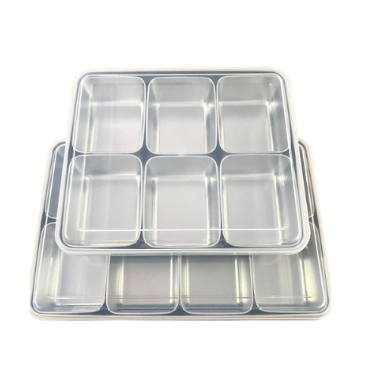 Stainless Steel Tray For Topping 6 Compartments With Transparent Lid ...