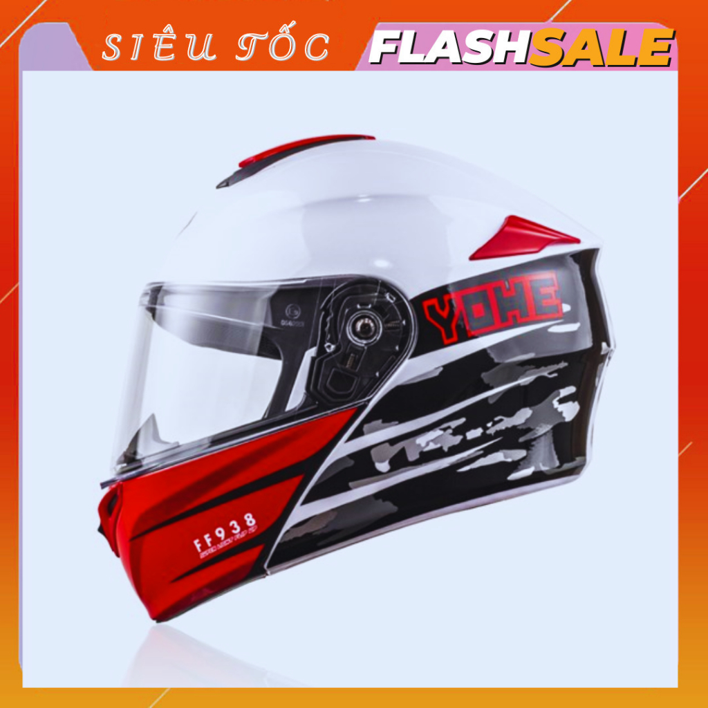 Yohe 938 Flip-Flop Helmet Fullface Genuine Red White, High-Quality ...