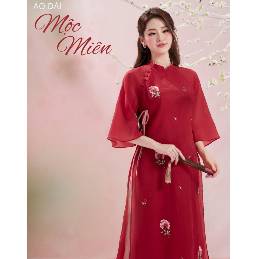 Modern wedding ao dai, Moc Mien embroidered floral ao dai fabric, embroidered silk 2024 - DiDi ...