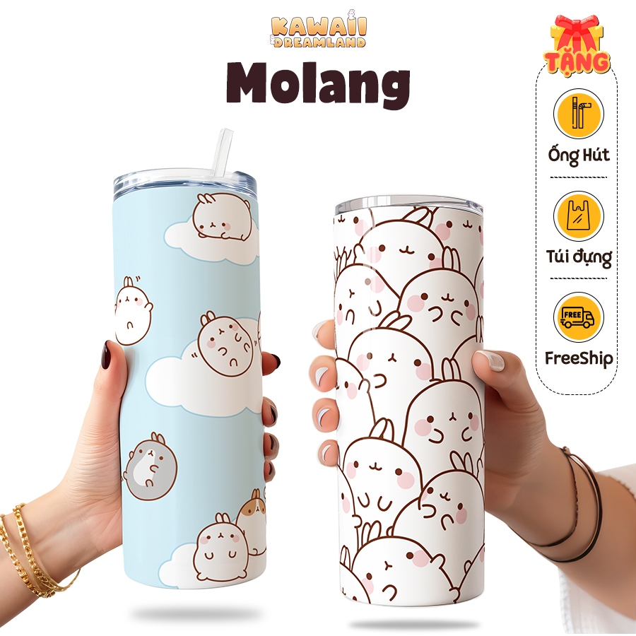 Cute Molang shaped thermos bottle - 600ml - 304 stainless steel- -Free Handbag -Kawai Dreamland ...