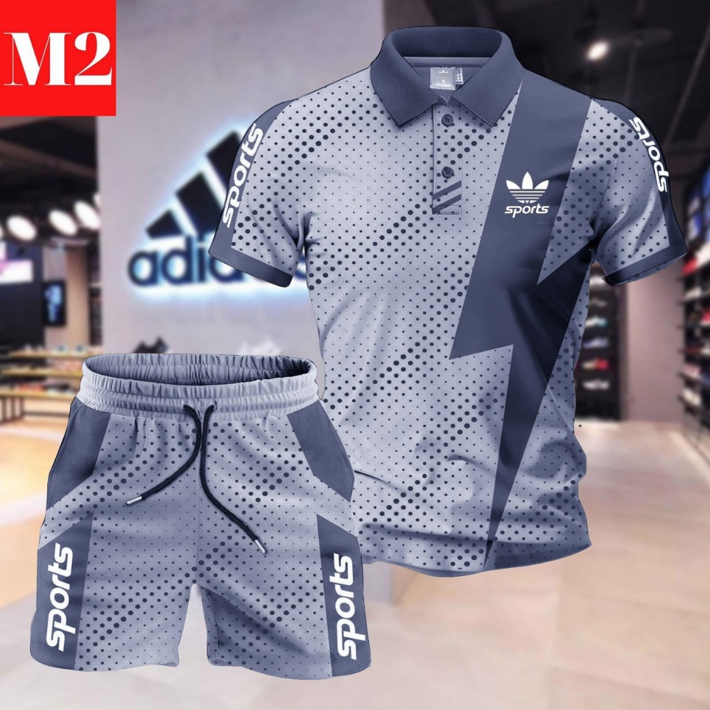 Summer Men's Polo Sports Set Super Breathable Poly 2Skin Sports Elastic ...