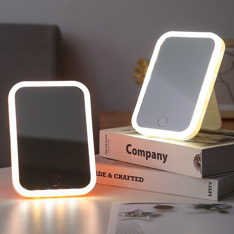 Desktop mirror with shimmering touch Led border, rectangular Led makeup ...