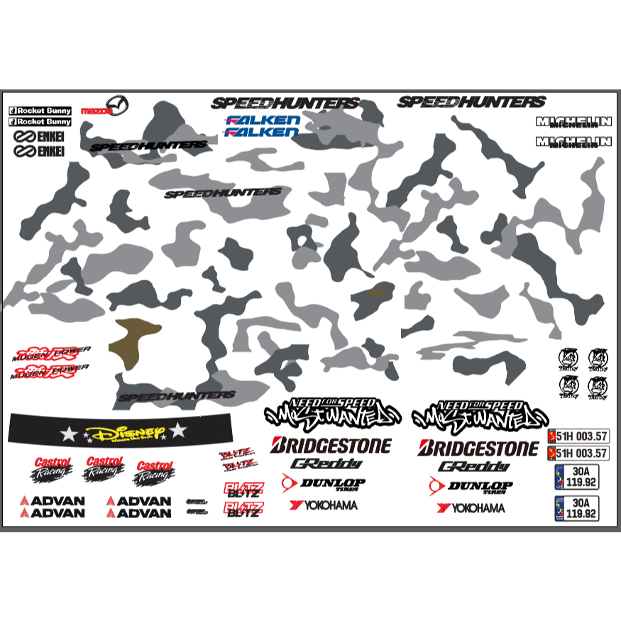 Decal Racing Car Decoration 1 / 10 - Camouflage (Indecan) | Shopee Malaysia