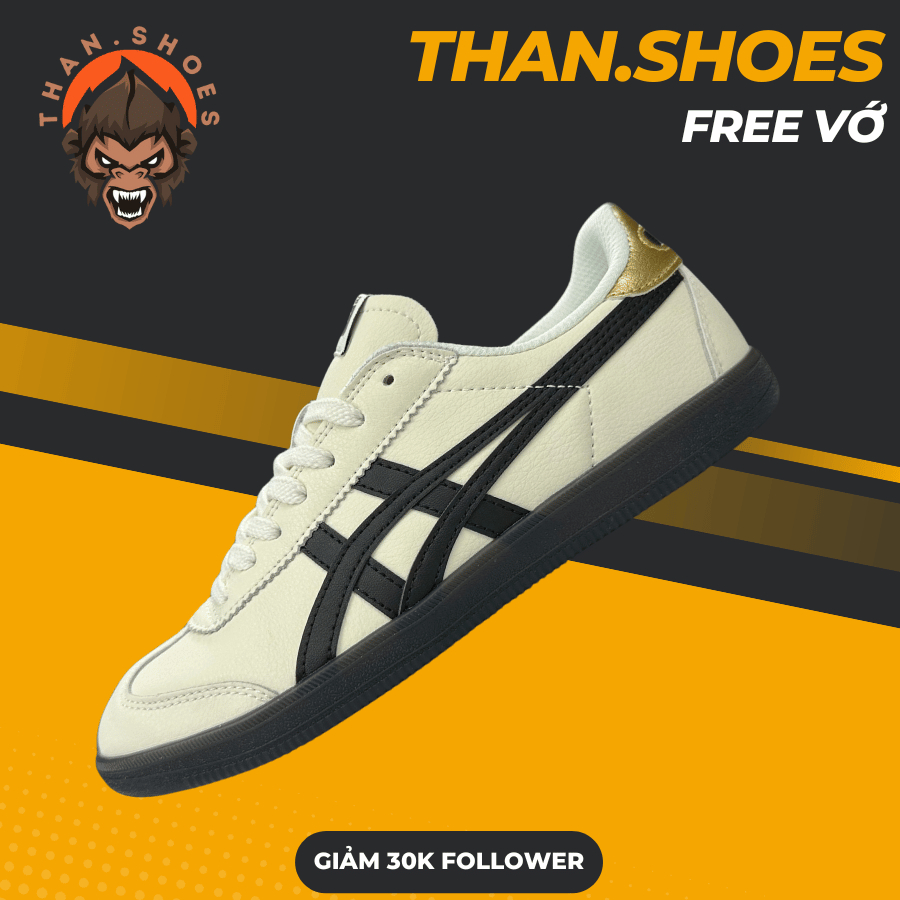 Onitsuka Tiger Tokuten White Black White Sneakers With Yellow Heels ...