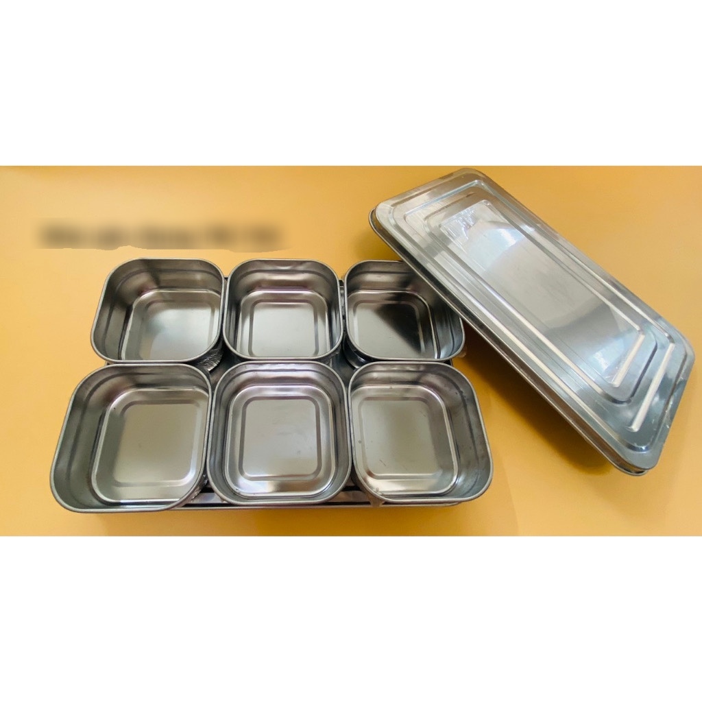 Stainless Steel Tray Set For topping, Multi-Compartment Spices With Lid ...