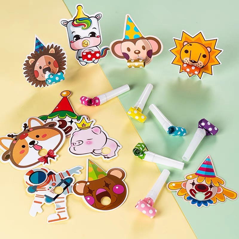 [sticker INCLUDED] Set of 10 trumpets with fun party and birthday paper ...