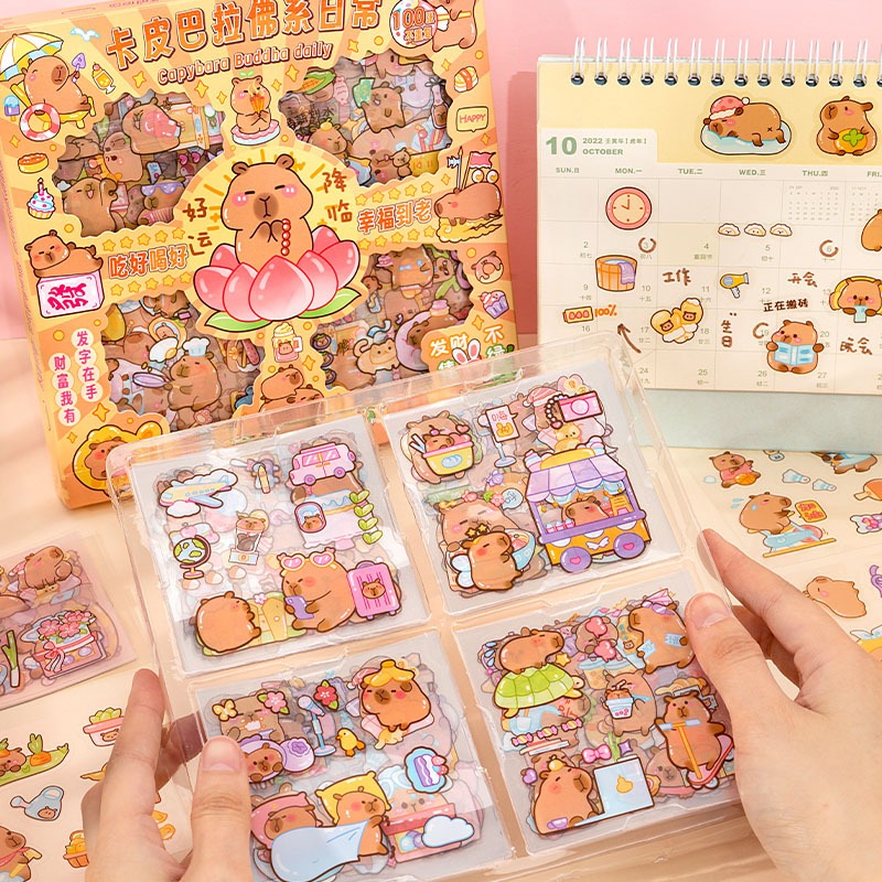 (Capybara) Box of 100 Capybara stickers - cute Capybara stickers ...