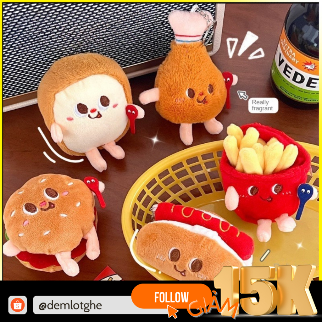 Stuffed Key Chain Fast Food Like KFC Chicken, Hamburger, Very Cute ...