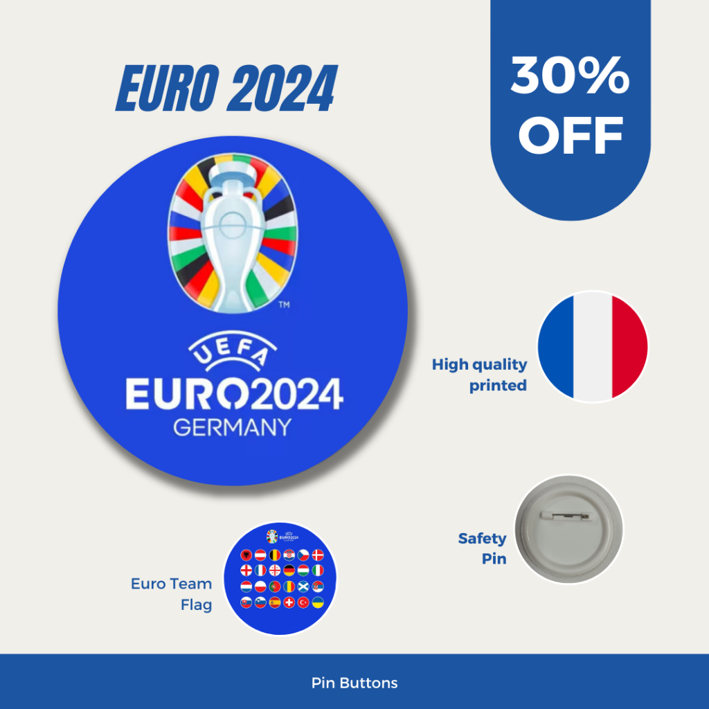 Euro 2024 Badge, Round Badge With 5.8cm Brooch, Backpack, European ...