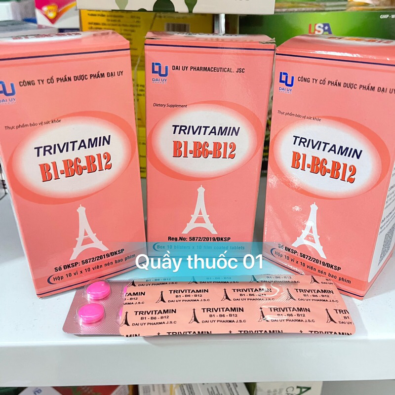 Trivitamin 3B box of 100 tablets - vitamin B1- B6 - B12 supplement ...